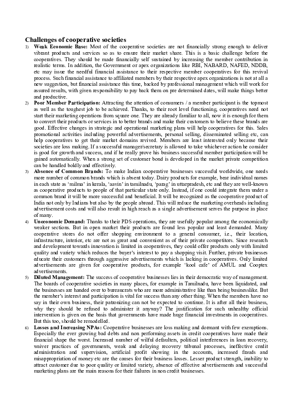 (DOC) Challenges of cooperative societies