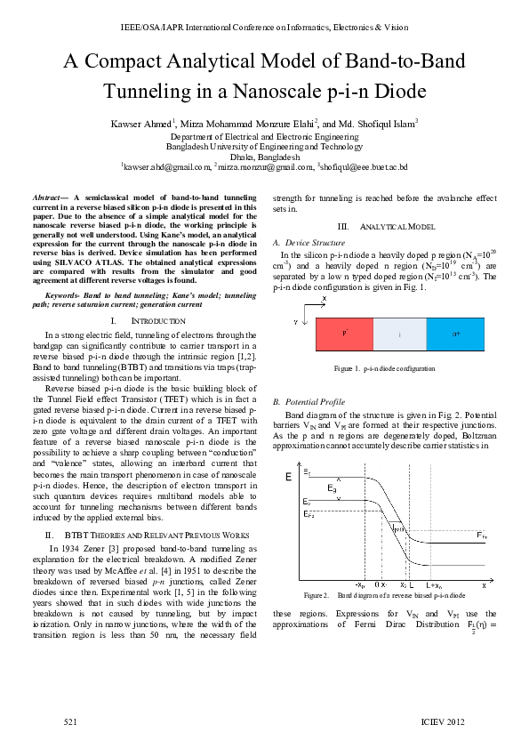 Pdf A Compact Analytical Model Of Band To Band Tunneling In A