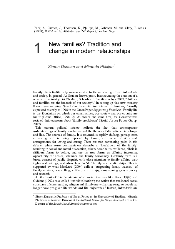(PDF) New families? Tradition and change in modern relationships