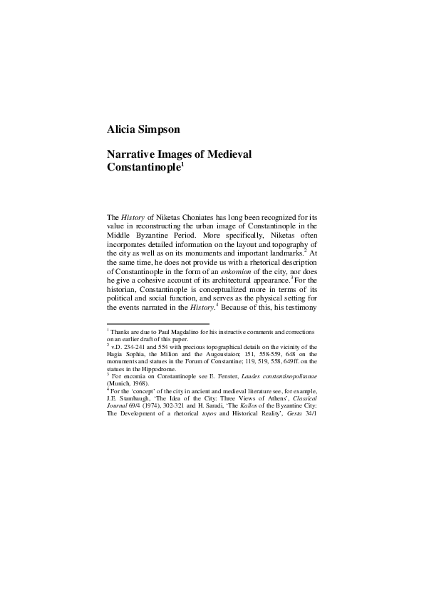 (PDF) Narrative Images of Medieval Constantinople, in A. Simpson and S ...