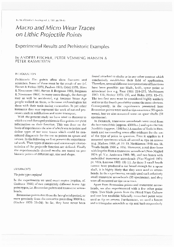 (PDF) Macro and micro wear traces on lithic projectile points ...