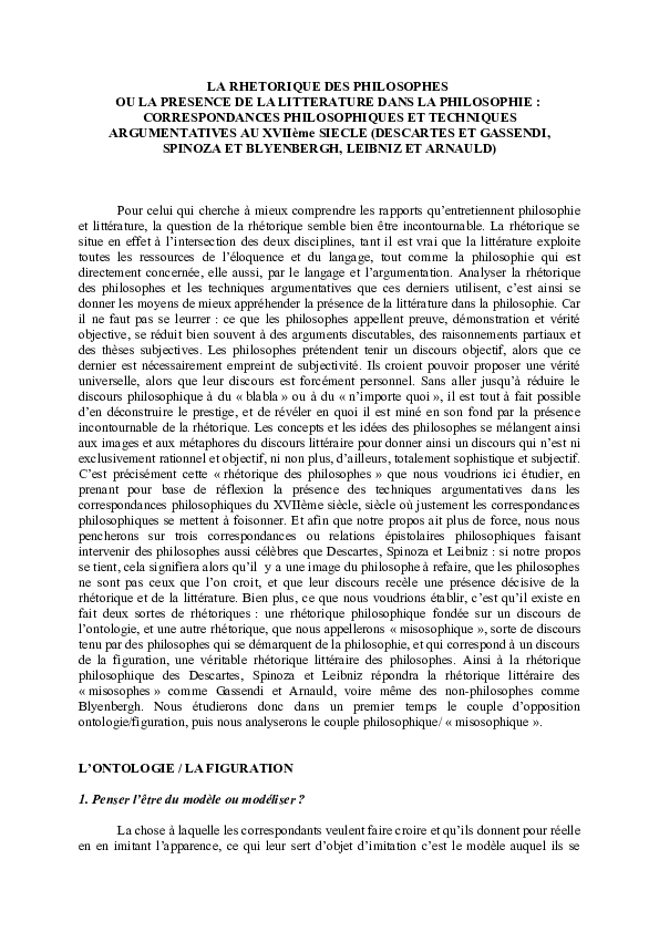 (DOC) La rhétorique des philosophes ou la présence de la littérature ...