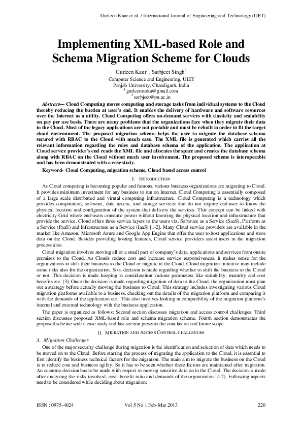 (PDF) Implementing XML-based Role and Schema Migration Scheme for Clouds