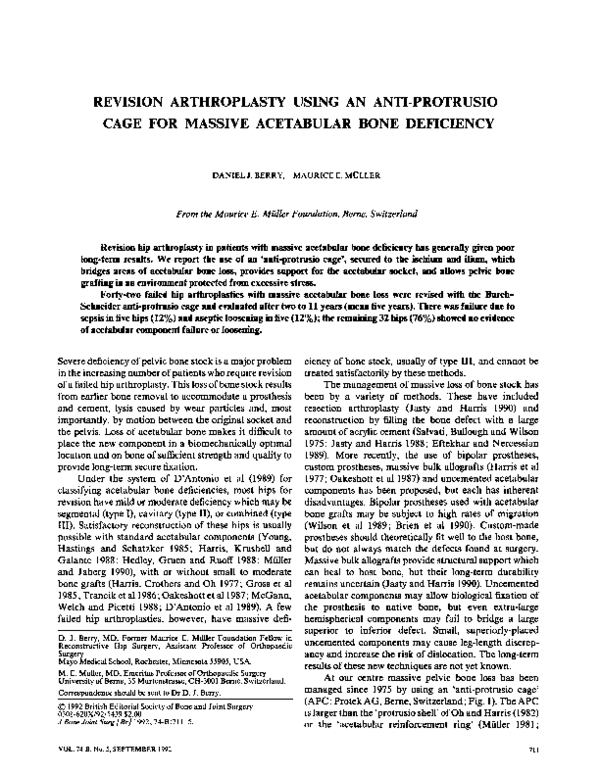 (PDF) Revision arthroplasty using an anti-protrusio cage for massive ...