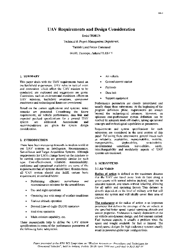 (PDF) for the UAV design and operation