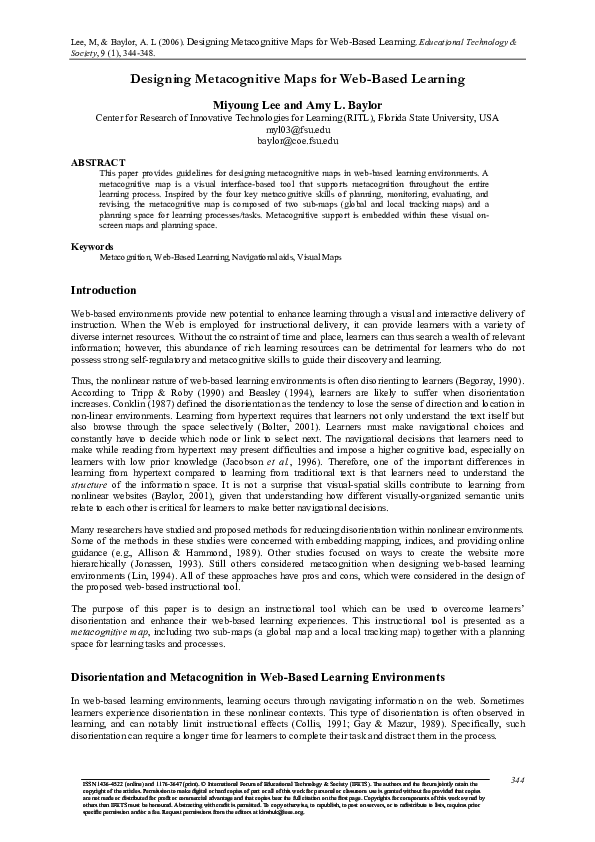 (PDF) Designing Metacognitive Maps for Web-Based Learning