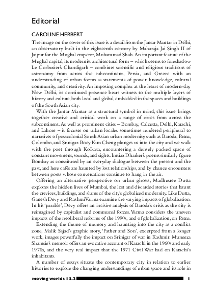 (PDF) 13.2 Postcolonial Cities: South Asia (Editorial)