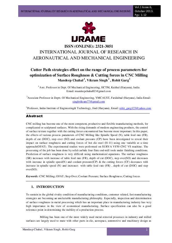 Pdf Cutter Path Strategies Effect On The Range Of Process Parameters For Optimization Of