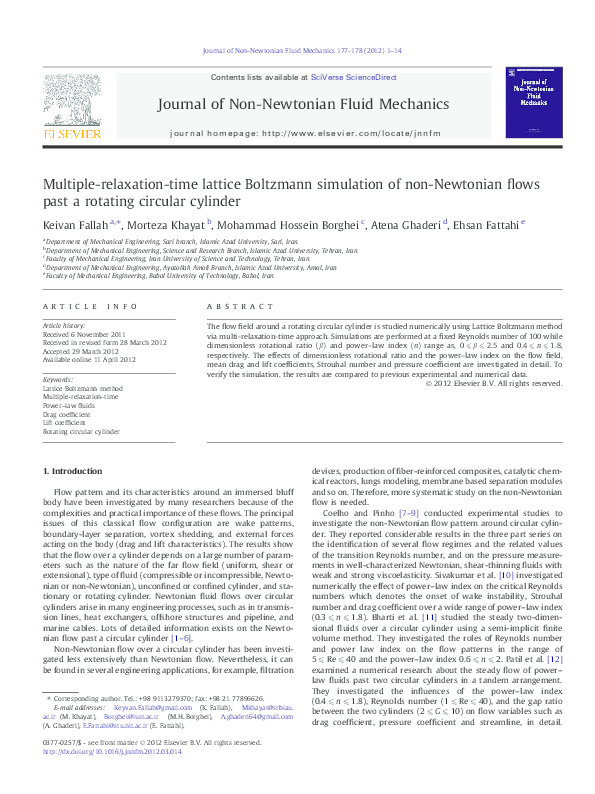 Pdf Multiple Relaxation Time Lattice Boltzmann Simulation Of Non