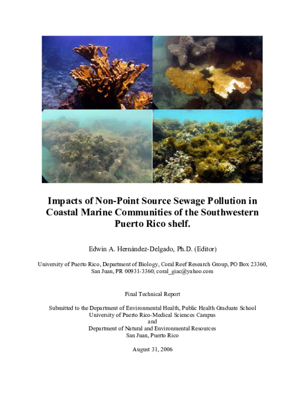 Impacts of Non-Point Source Sewage Pollution in Coastal Marine ...