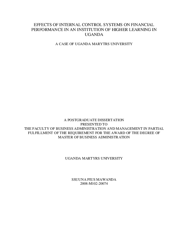 (PDF) EFFECTS OF INTERNAL CONTROL SYSTEMS ON FINANCIAL PERFORMANCE