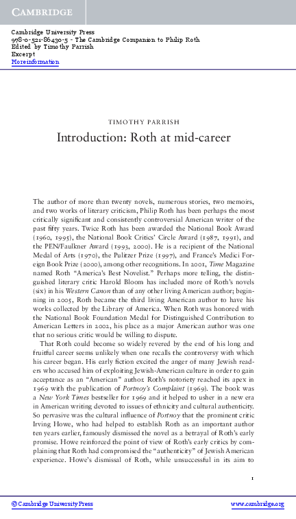 (PDF) The Cambridge Companion to Philip Roth