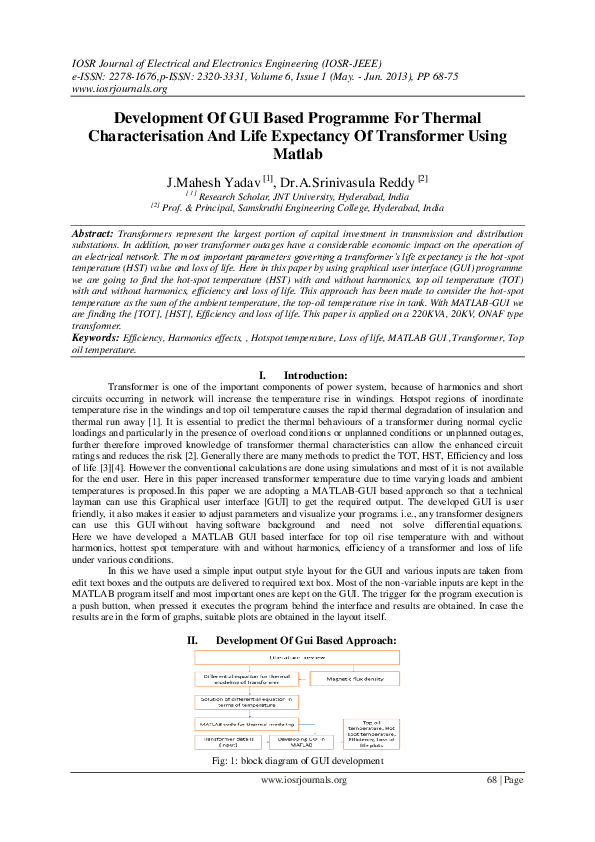 (PDF) Development Of GUI Based Programme For Thermal Characterisation And Life Expectancy Of ...