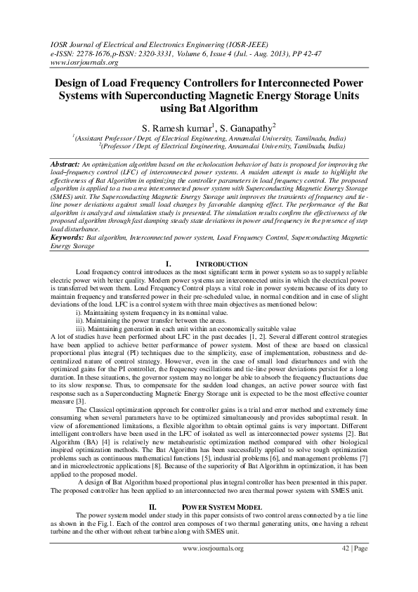 Pdf Design Of Load Frequency Controllers For Interconnected Power Systems With Superconducting