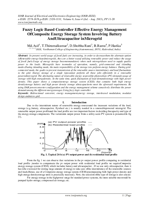 (PDF) Fuzzy Logic Based Controller Effective Energy Management OfComposite Energy Storage System ...