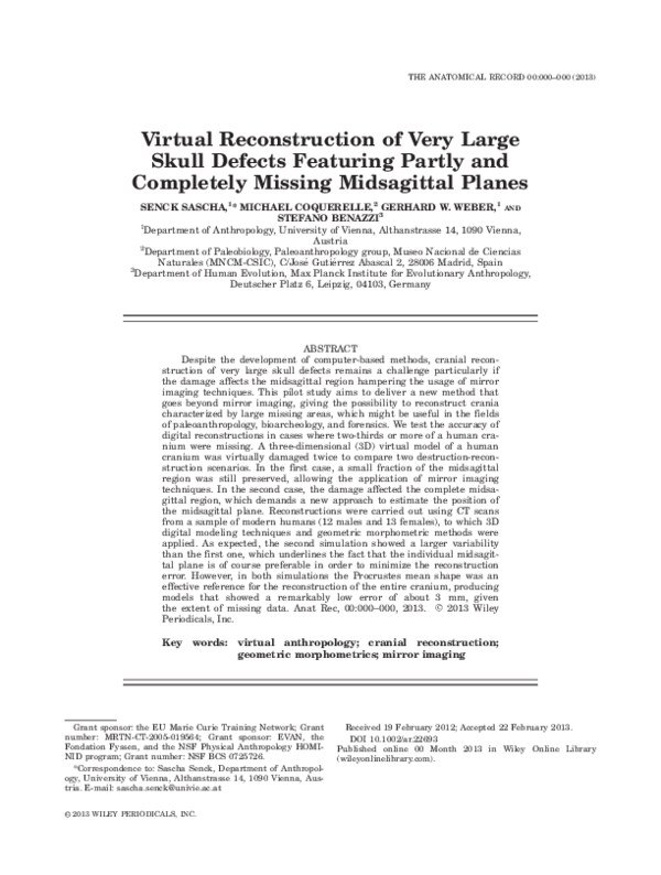 (PDF) Virtual Reconstruction of Very Large Skull Defects Featuring Partly and Completely Missing ...
