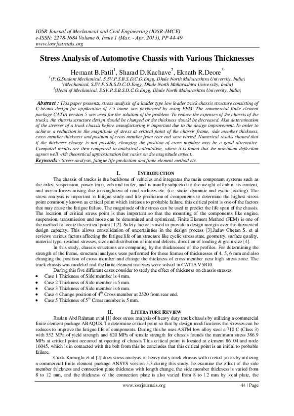 (PDF) Structural Stress Analysis of an Automotive Vehicle Chassis ...
