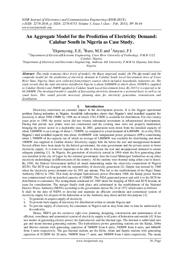 (PDF) An Aggregate Model for the Prediction of Electricity Demand ...