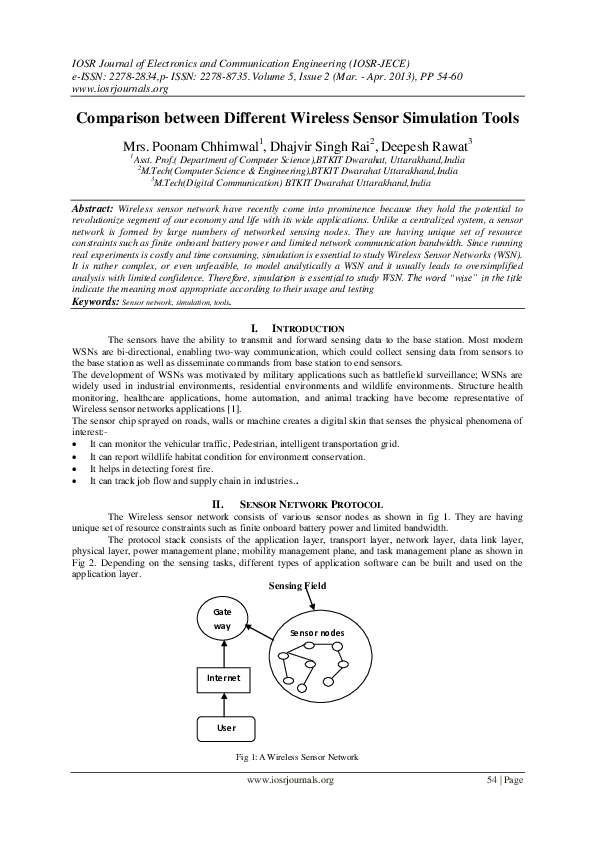 Pdf Comparison Between Different Wireless Sensor Simulation Tools