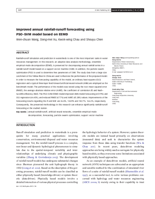 (PDF) Improved annual rainfall-runoff forecasting using PSO-SVM model based on EEMD
