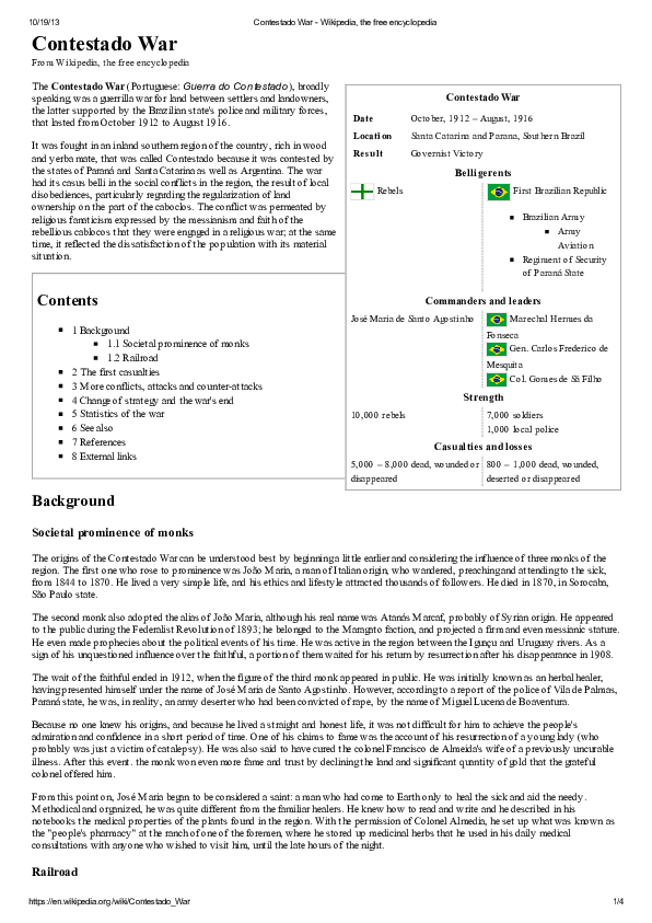 (PDF) The Contestado War