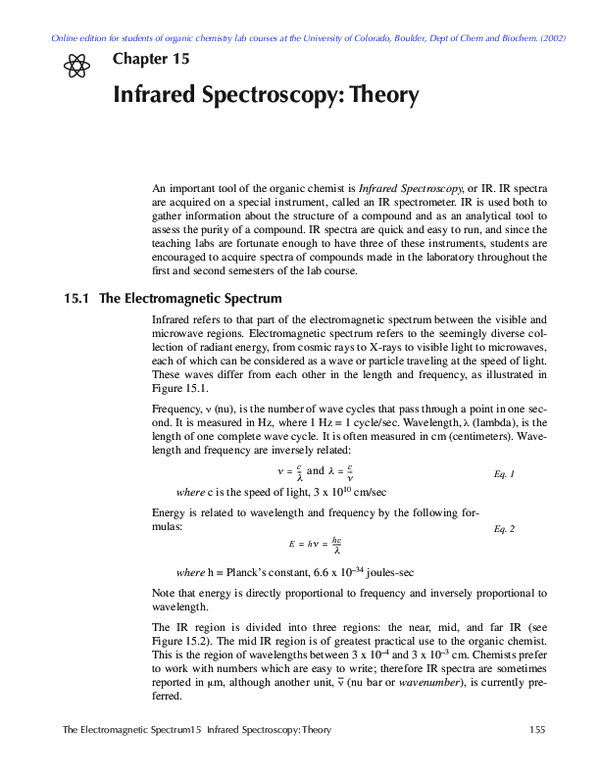 (PDF) The Electromagnetic Spectrum15 Infrared Spectroscopy: Theory ...