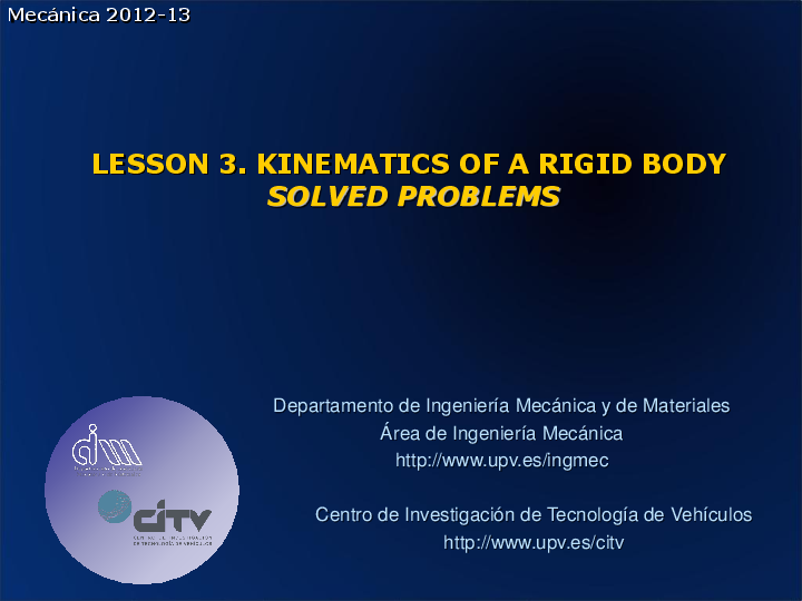 (PDF) LESSON 3. KINEMATICS OF A RIGID BODY SOLVED PROBLEMS