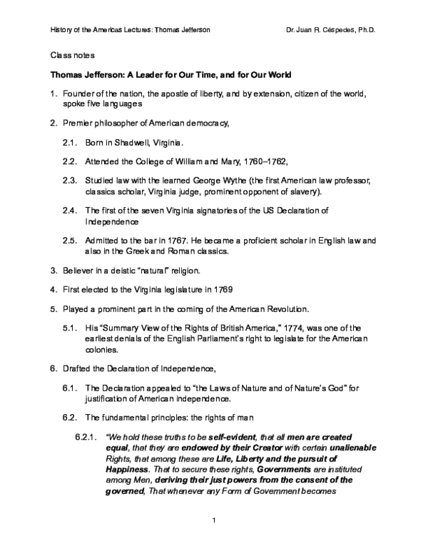 (PDF) Thomas Jefferson: A Leader for Our Time, and for Our World