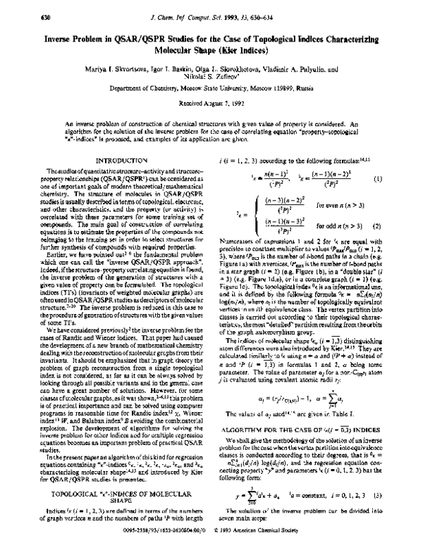 (PDF) Inverse problem in QSAR/QSPR studies for the case of topological indexes characterizing ...