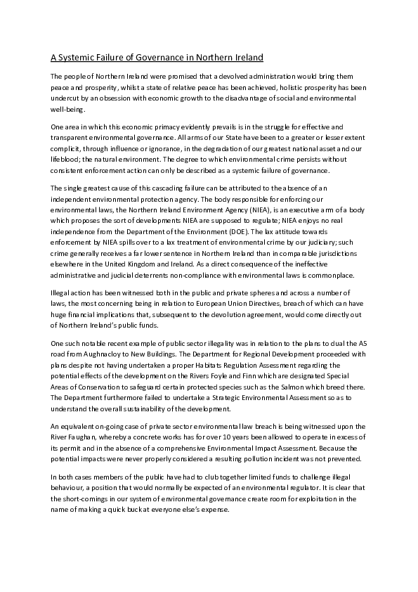 (DOC) A systemic failure of governance in Northern Ireland