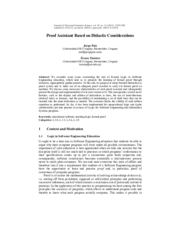 Pdf Proof Assistant Based On Didactic Considerations 1 Context And Motivation 11 Logic In