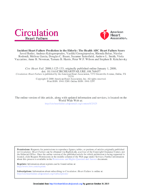 (PDF) Incident Heart Failure Prediction in the Elderly The Health ABC ...