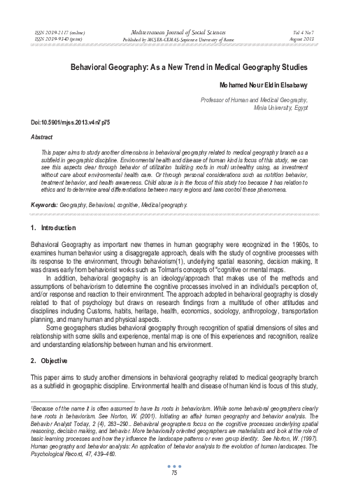 (PDF) Behavioral geography