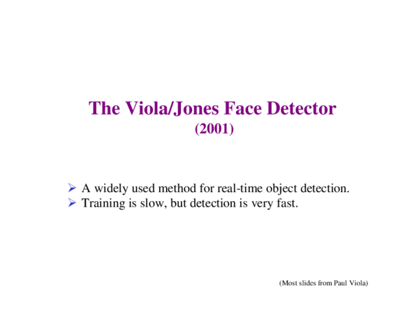 (PDF) The Viola/Jones Face Detector (2001)