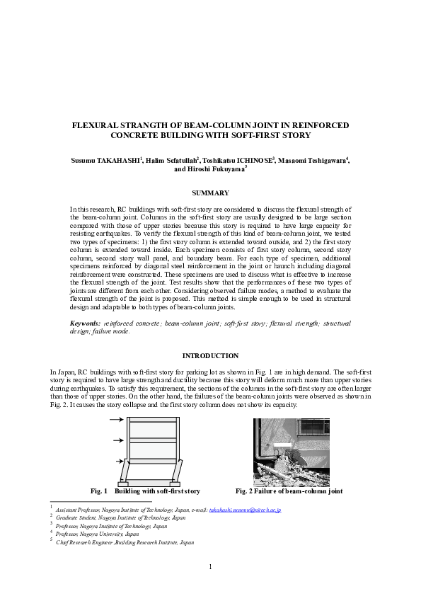 (PDF) FLEXURAL STRANGTH OF BEAM-COLUMN JOINT IN REINFORCED CONCRETE ...