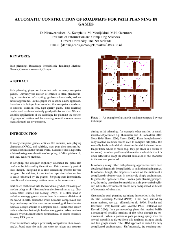 (PDF) AUTOMATIC CONSTRUCTION OF ROADMAPS FOR PATH PLANNING IN GAMES