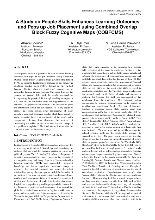 (PDF) A Study on People Skills Enhances Learning Outcomes and Peps up Job Placement using ...