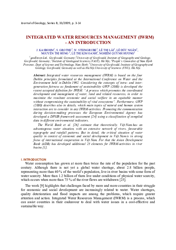 (PDF) INTEGRATED WATER RESOURCES MANAGEMENT (IWRM) -AN INTRODUCTION
