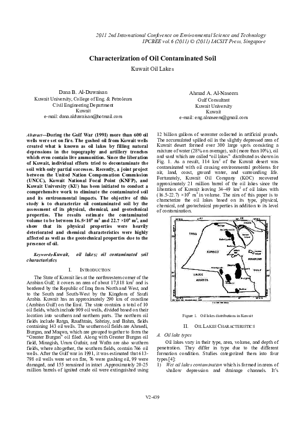 (PDF) Characterization of Oil Contaminated Soil Kuwait Oil Lakes