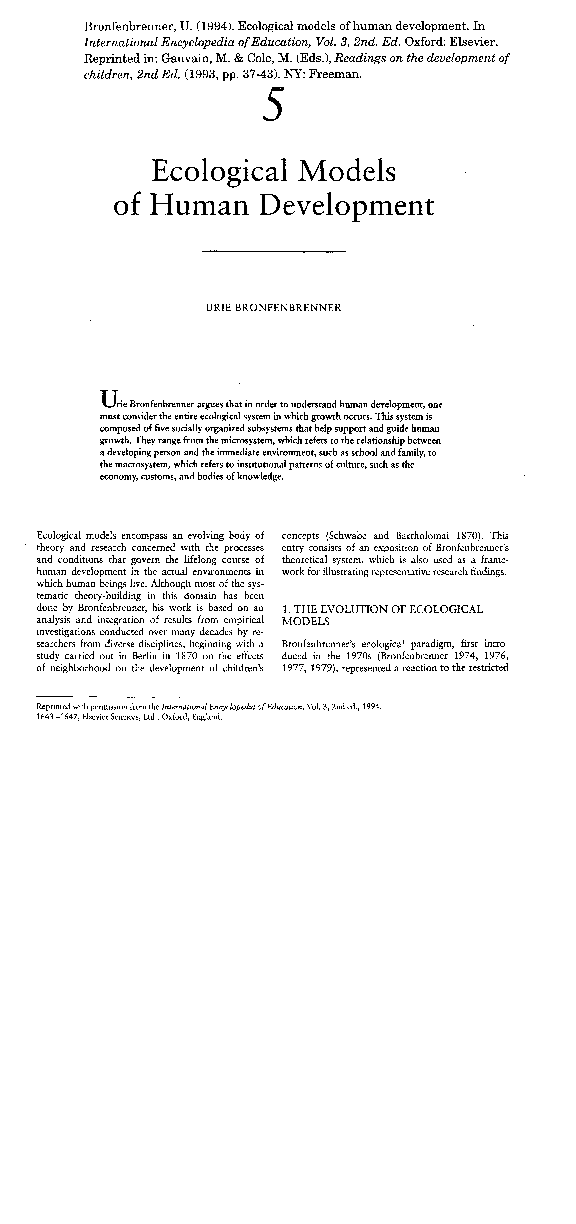 (PDF) Ecological model for human development