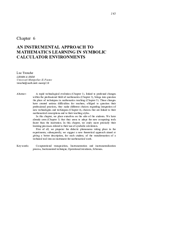 (PDF) An instrumental approach to mathematics learning in symbolic ...