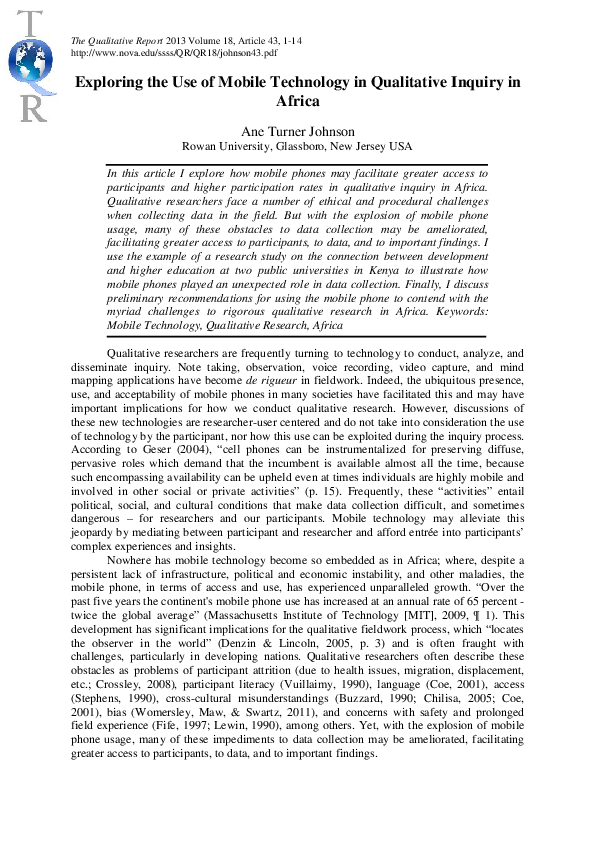 (PDF) Exploring the use of mobile technology in qualitative inquiry in ...