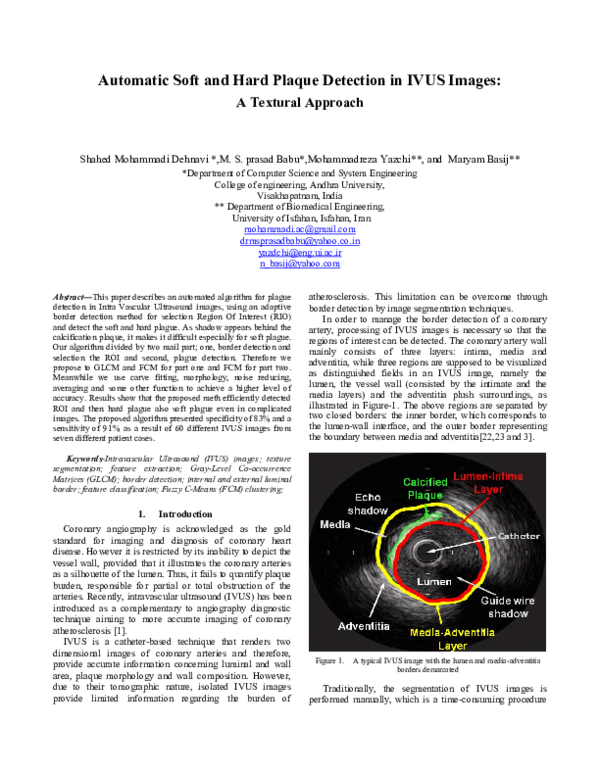 (PDF) Automatic Soft and Hard Plaque Detection in IVUS Images: A ...