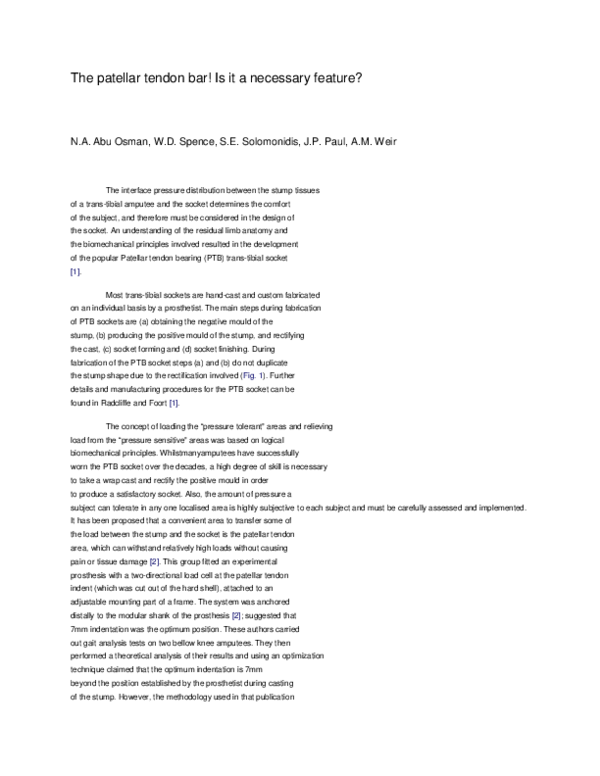 (PDF) The patellar tendon bar! Is it a necessary feature?