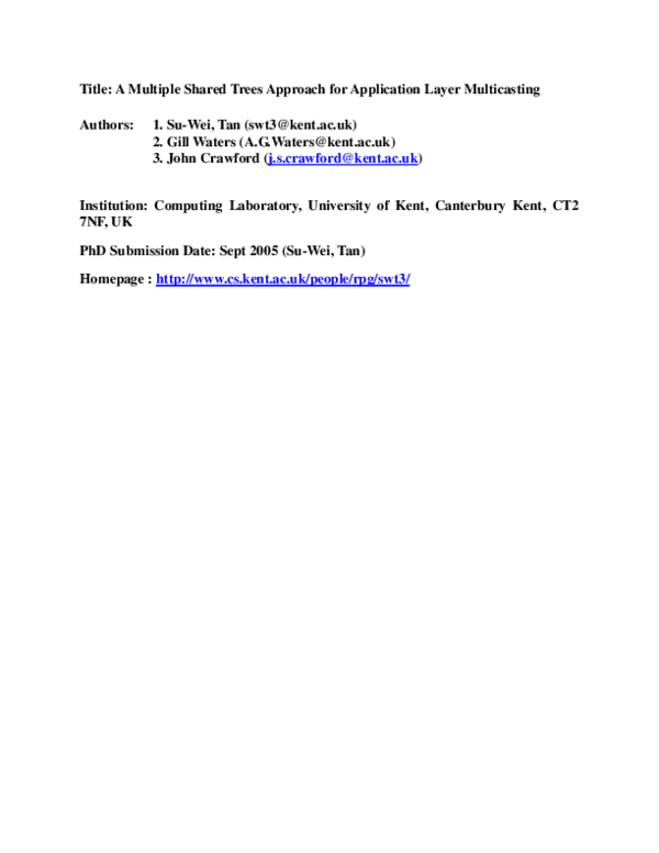 Pdf A Multiple Shared Trees Approach For Application Layer Multicasting