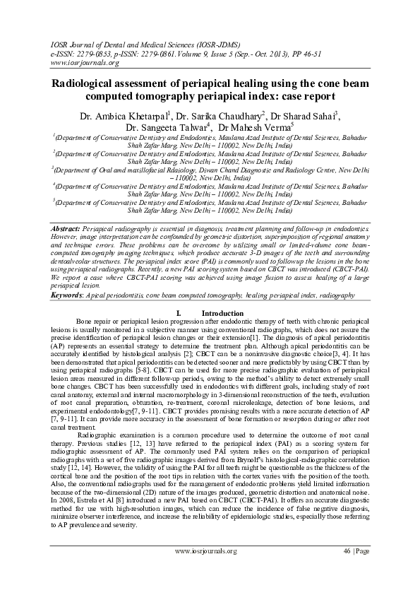 (PDF) Radiological assessment of periapical healing using the cone beam ...