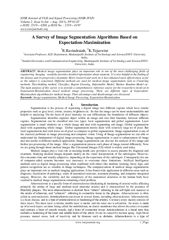 Pdf A Survey Of Image Segmentation Algorithms Based On Expectation Maximization