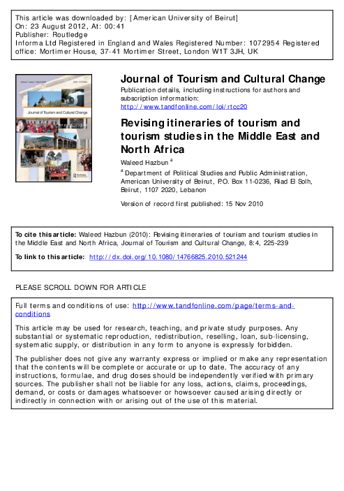 (PDF) Revising itineraries of tourism and tourism studies in the Middle ...