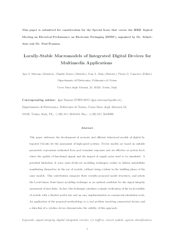 (PDF) Locally-Stable Macromodels of Integrated Digital Devices for Multimedia Applications ...