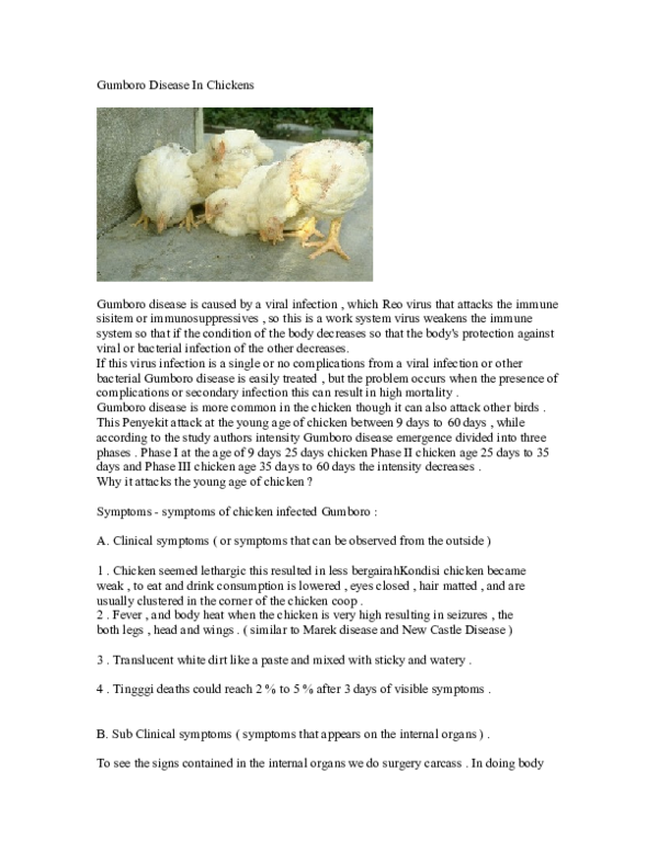 (DOC) Gumboro Disease In Chickens
